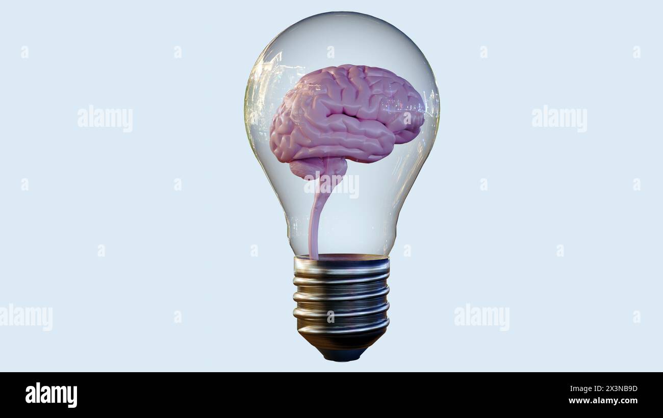 Light bulb human brain inside hi-res stock photography and images - Alamy