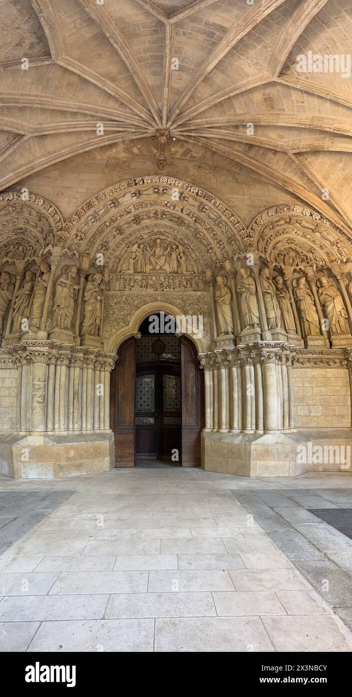An ultra-wide angle vertical pano of an entranceway into the Basilica ...