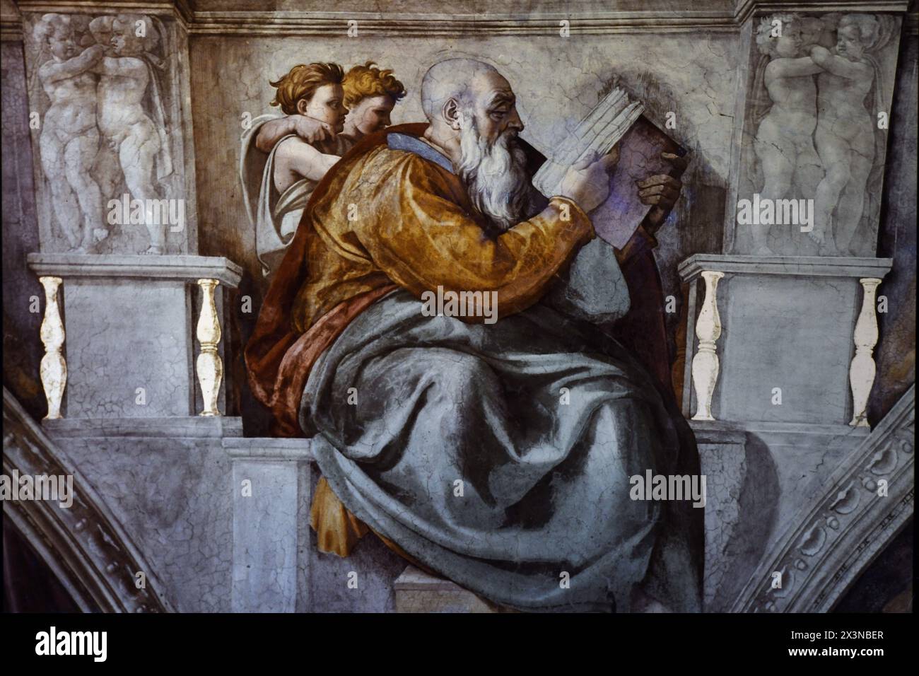 Man reading book with cherubs, taken in 1992, Sistine Chapel, Apostolic ...