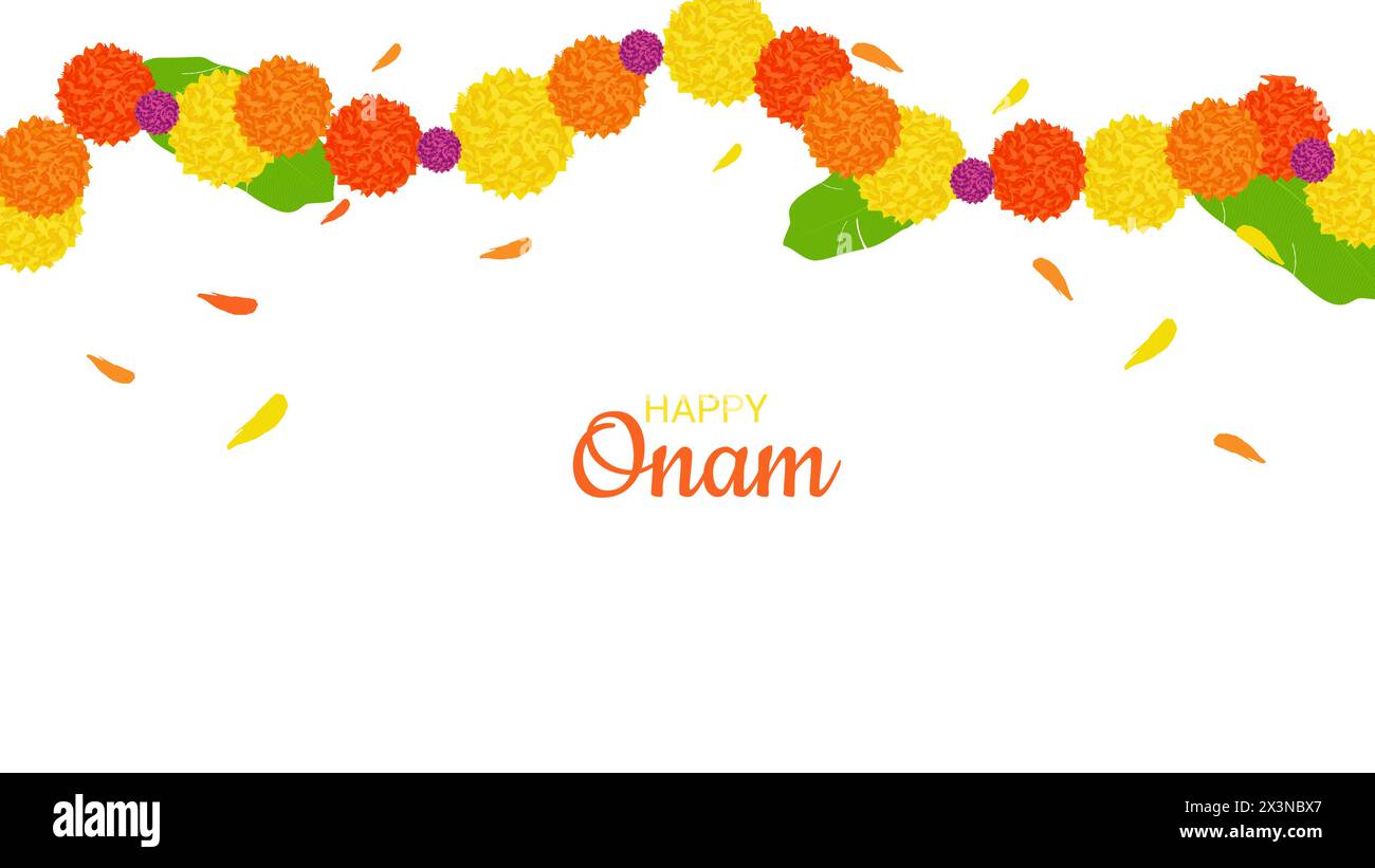 Onam Indian Festival Kerala State. Floral patterns. Garland of flowers ...