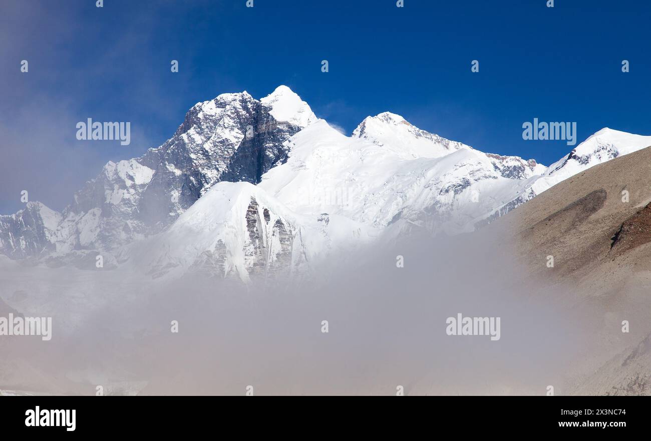 View of Everest Lhotse and Lhotse Shar from Barun valley, Nepal ...