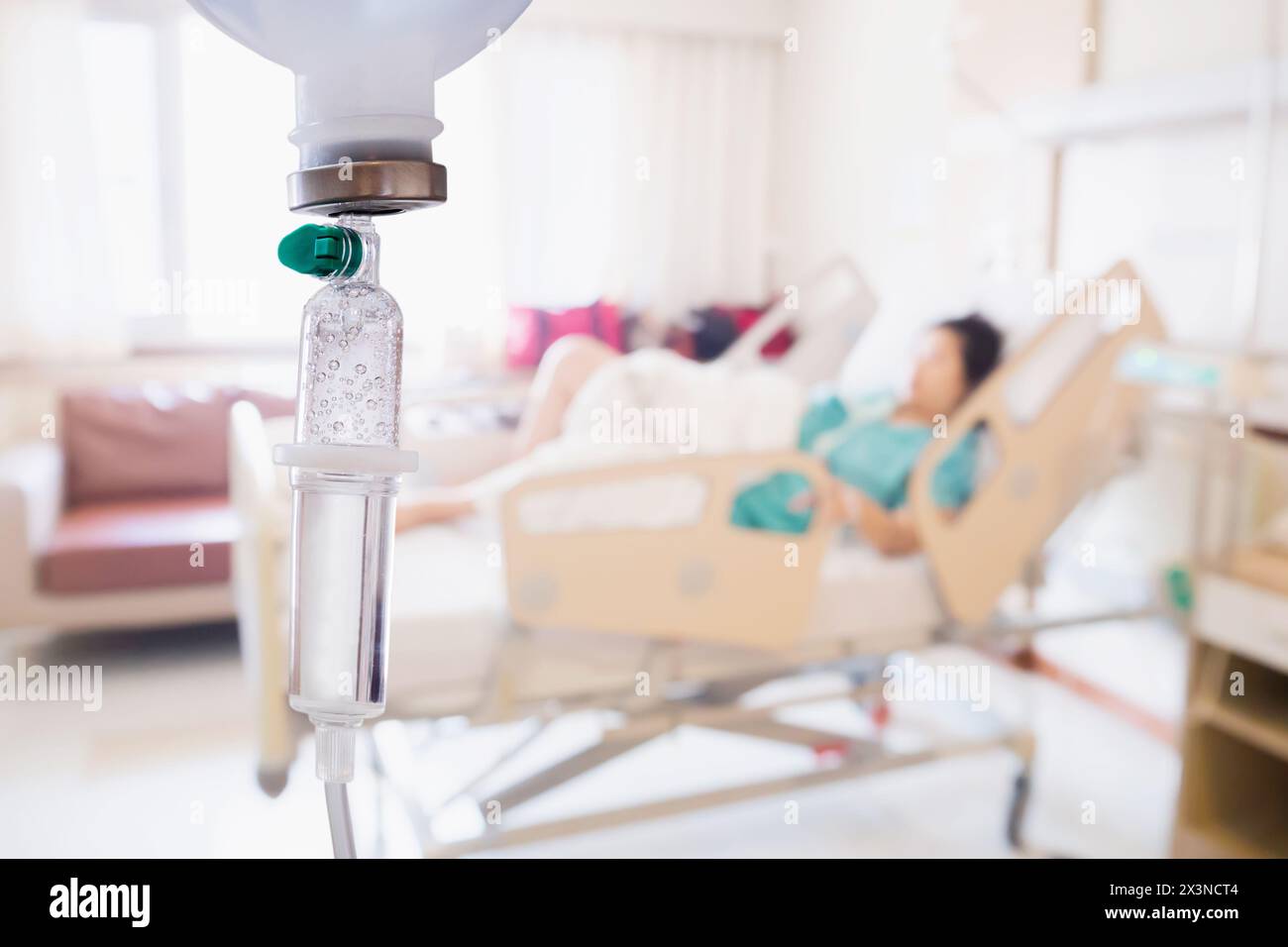 Patient on bed in Hospital Room interior for background Stock Photo - Alamy
