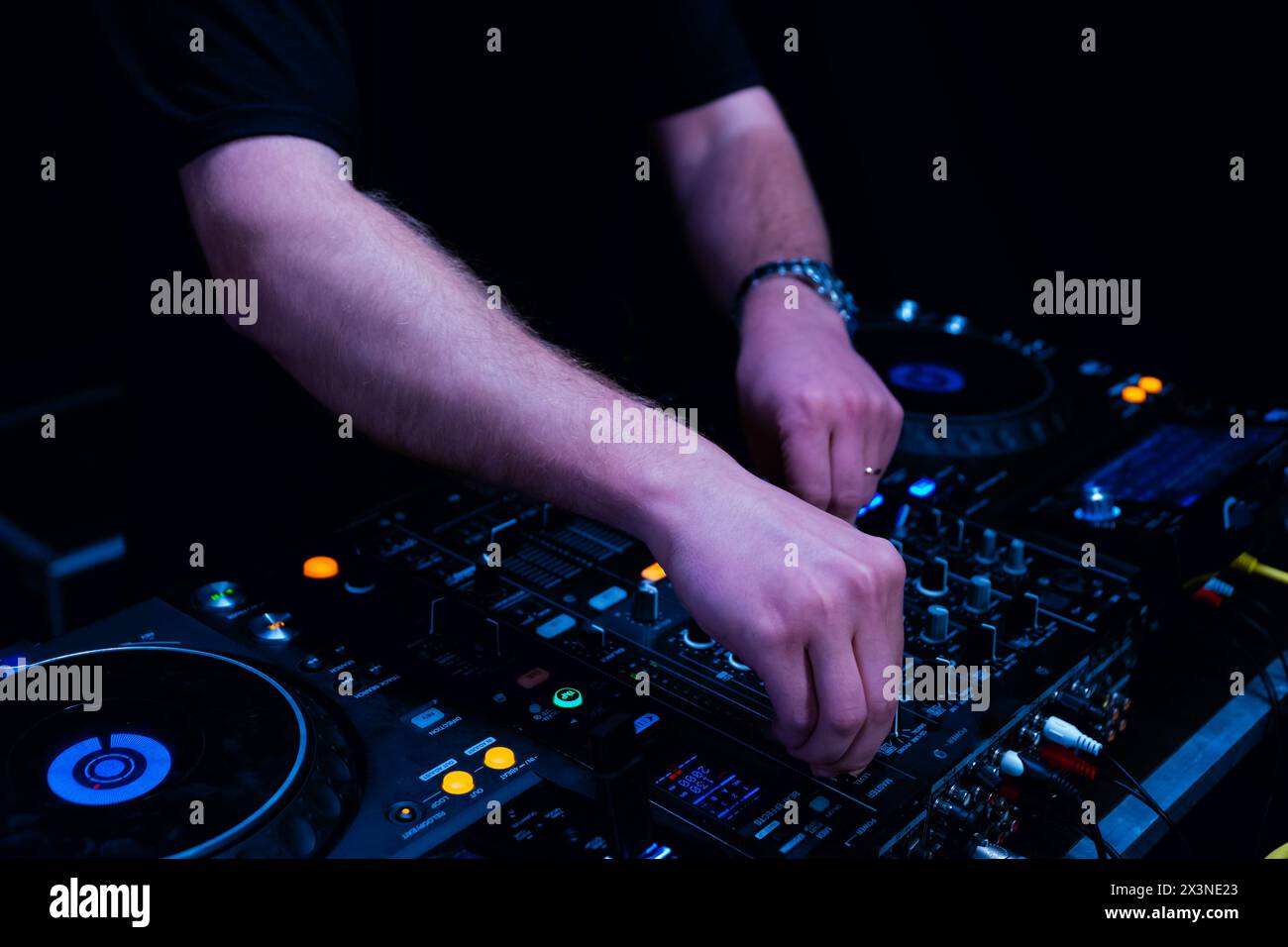 Close up hands dj playing hi-res stock photography and images - Alamy