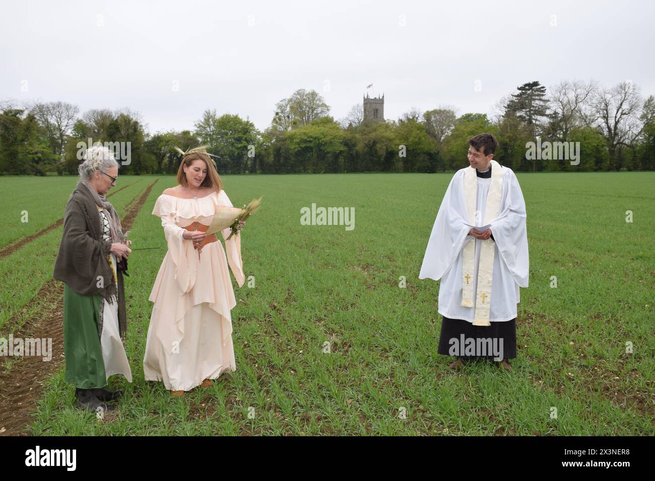Alburgh, Norfolk, UK 27 April 2024. Blessing of the Barley Queen by the ...
