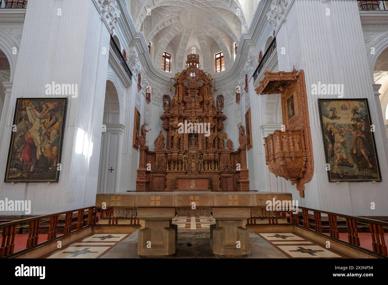 Old Goa, India - February 2, 2024: Interior of the Church of Saint ...