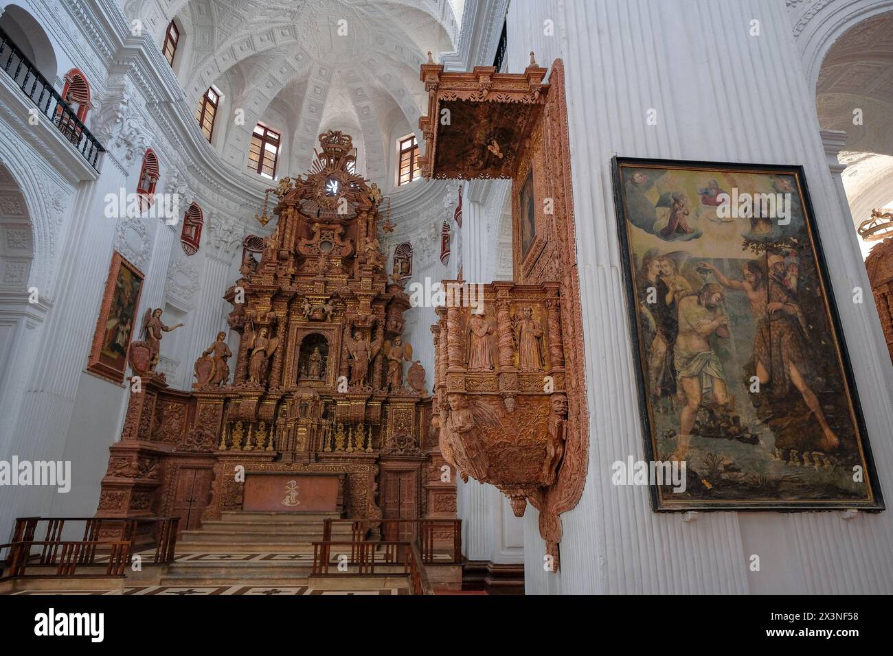 Old Goa, India - February 2, 2024: Interior of the Church of Saint ...
