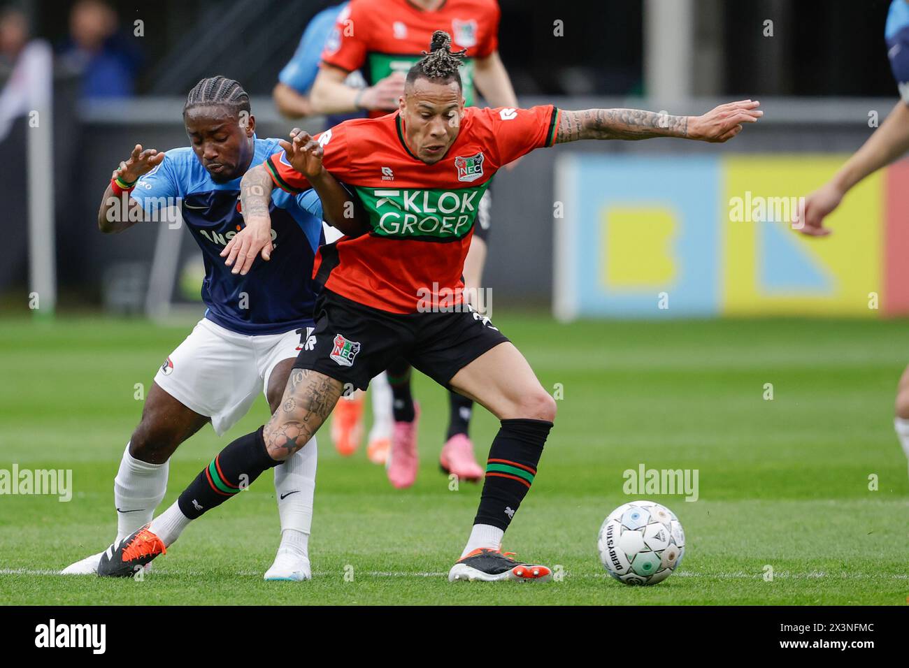 Nijmegen, Netherlands. 28th Apr, 2024. NIJMEGEN, NETHERLANDS - APRIL 28: Tjaronn Chery of NEC ...