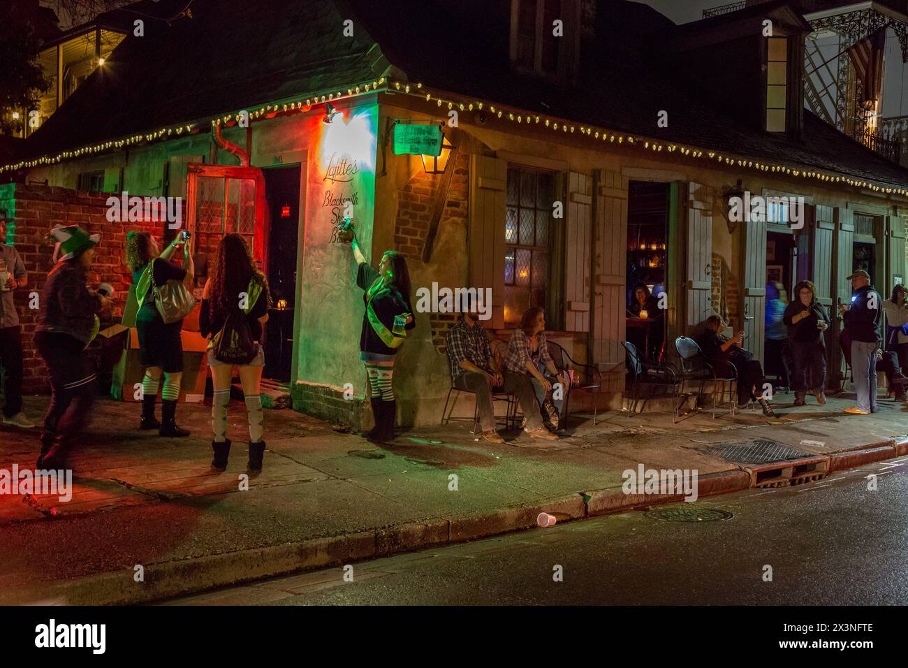 French Quarter, New Orleans, Louisiana. Night Scene at Jean Lafitte's ...