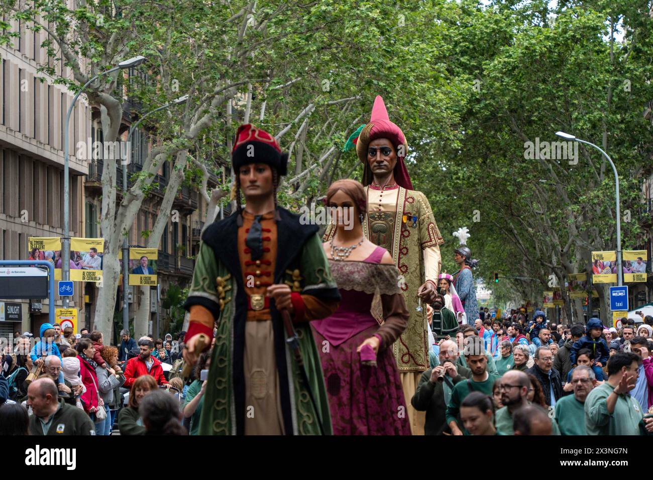 The "gegants" of the city of Barcelona, figures from the Catalan tradition over 3 meters tall ...