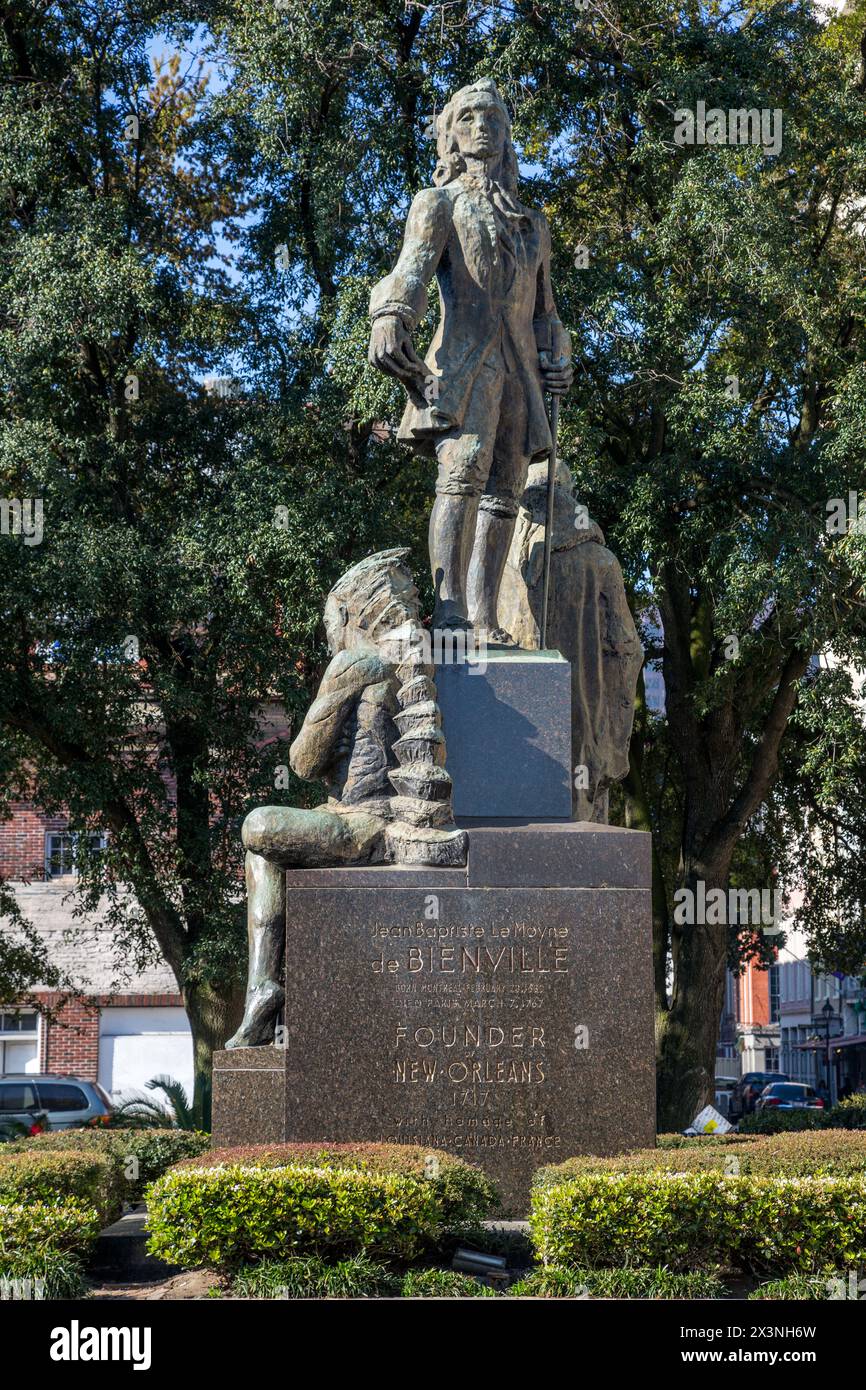 French Quarter, New Orleans, Louisiana. Statue of Jean Baptiste Le ...
