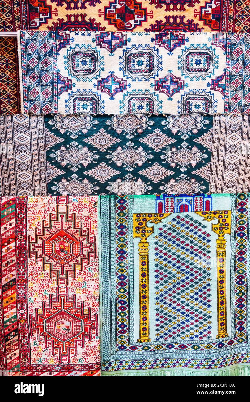 traditional Arab Uzbek carpets at the oriental bazaar in Tashkent in ...
