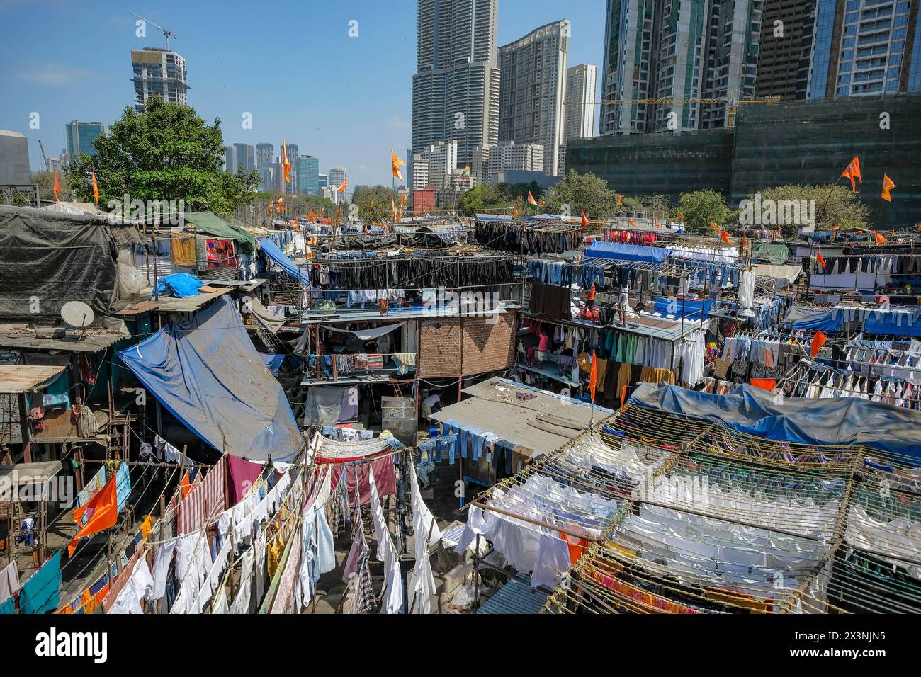 Mumbai, India - March 3, 2024: Mahalaxmi Dhobi Ghat, the largest open ...