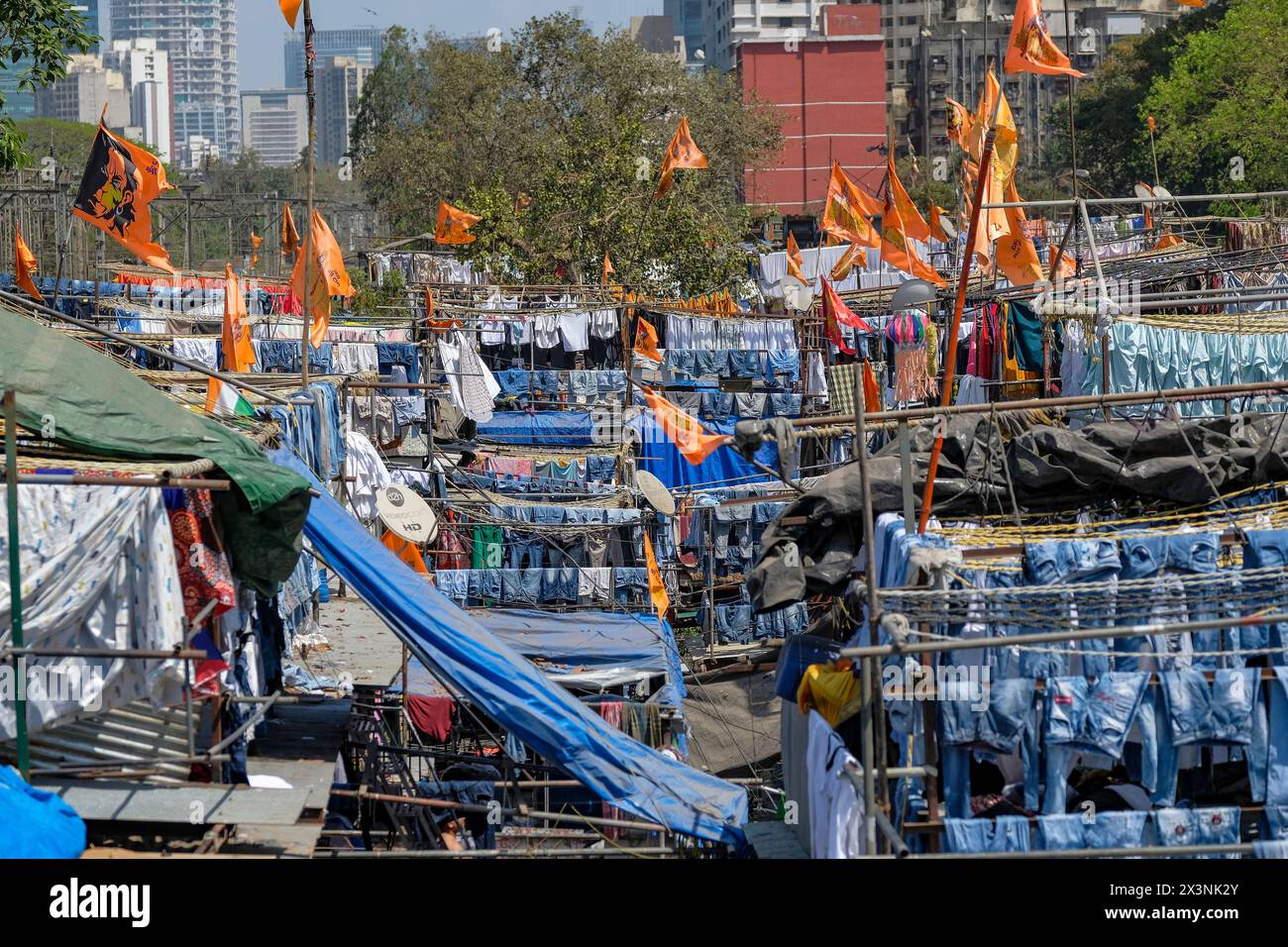 Mumbai, India - March 3, 2024: Mahalaxmi Dhobi Ghat, the largest open ...