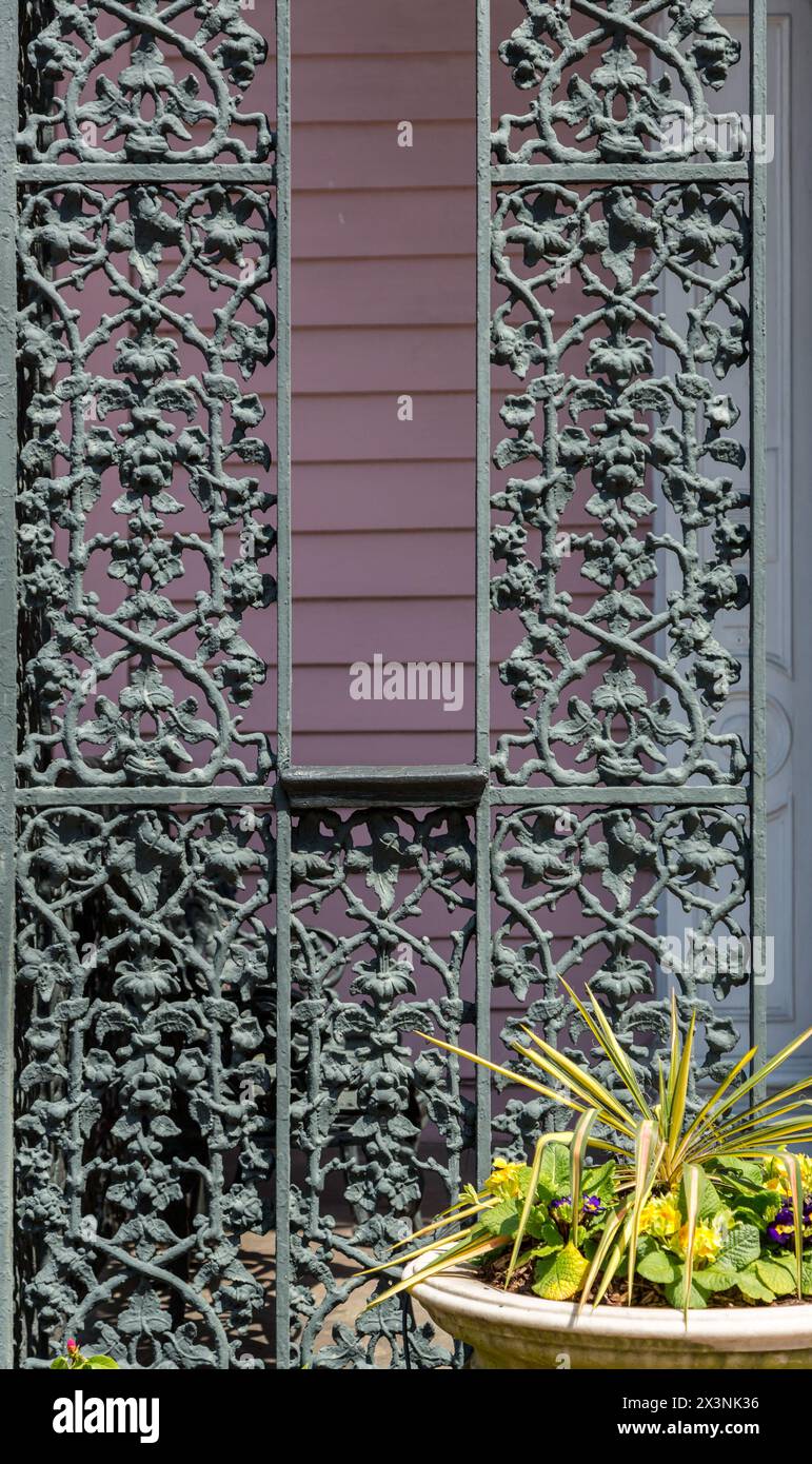 New Orleans, Louisiana. Cast-iron Grillwork on a House in the Garden ...
