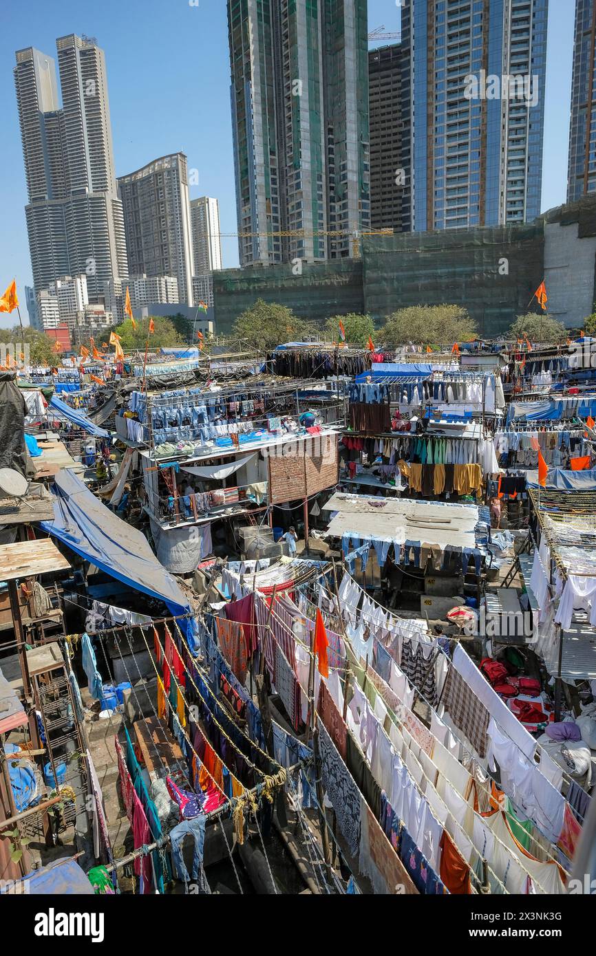 Mumbai, India - March 3, 2024: Mahalaxmi Dhobi Ghat, the largest open ...