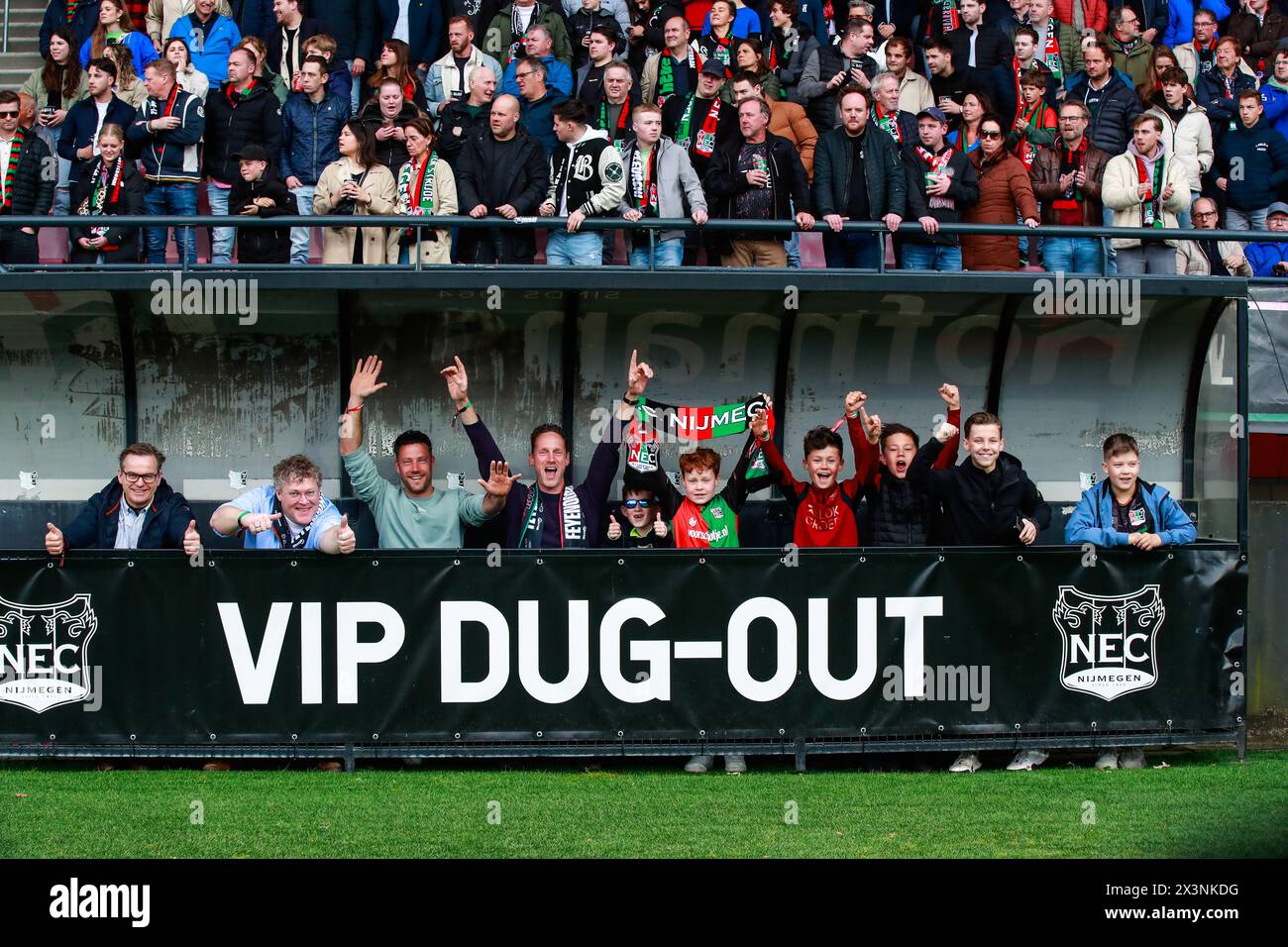 NIJMEGEN, NETHERLANDS - APRIL 28: Fans in the VIP Dug-Out during the ...