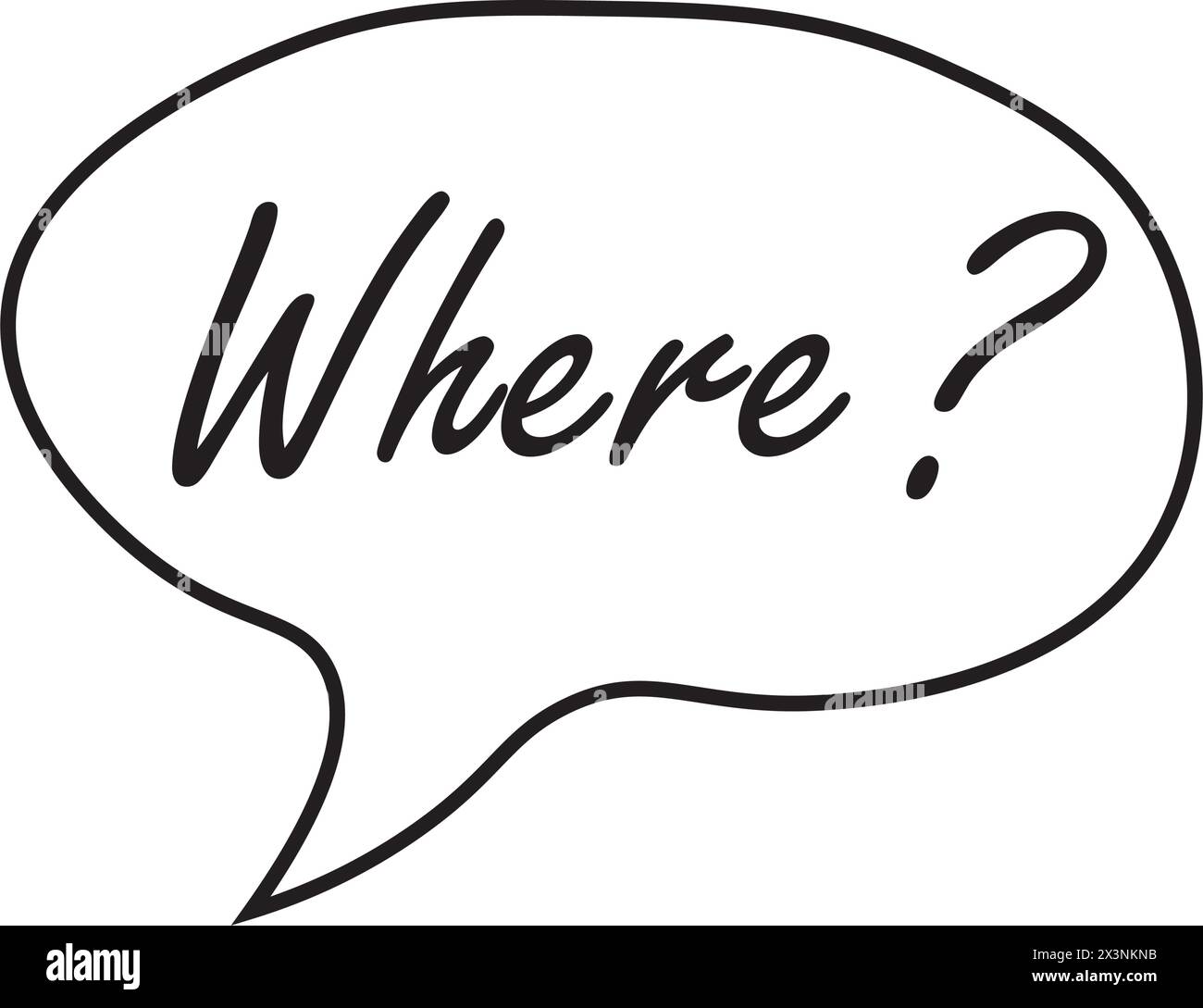 Doodle speech bubble with where question. Brainstorming, information ...