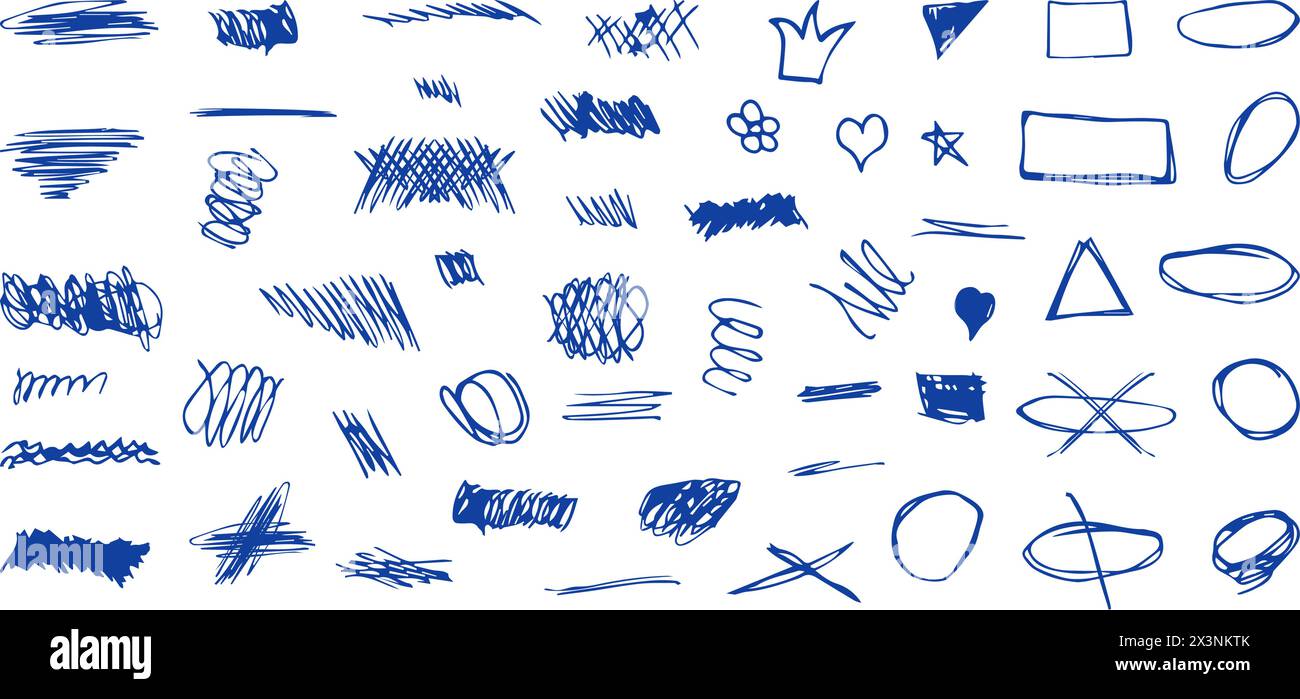 Scribbles and sketches, marker line set. Hand drawn abstract doodle ...