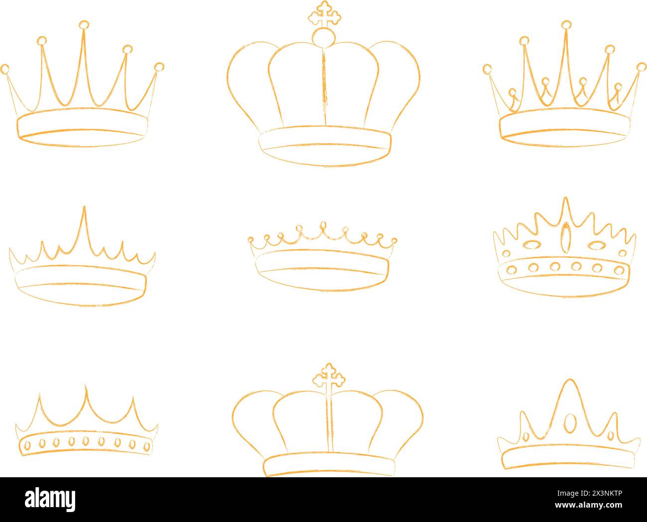 Set of chalk elegant royal crown. Royal imperial coronation symbols ...