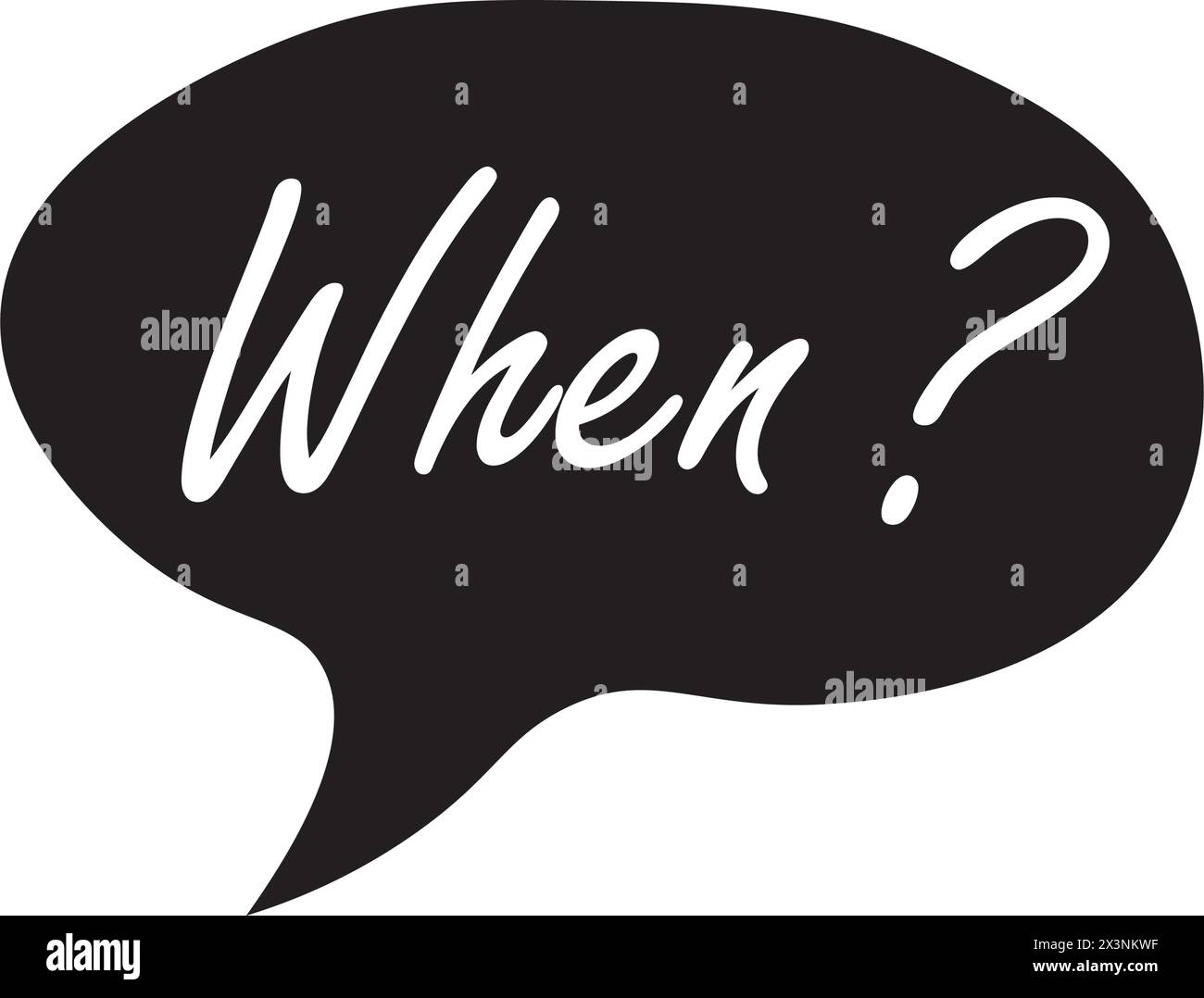 Doodle speech bubble with when question. Brainstorming, information ...