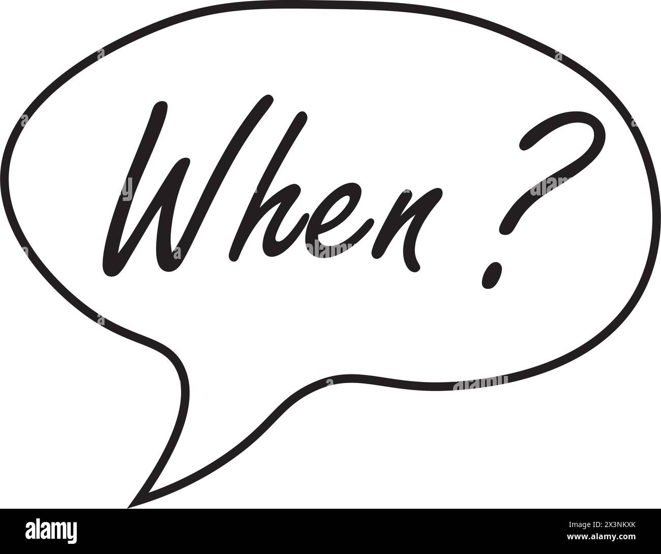 Doodle speech bubble with when question. Brainstorming, information ...