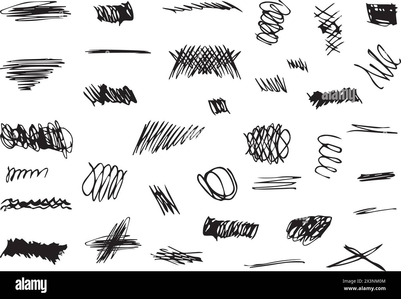 Scribbles and sketches, marker line set. Hand drawn abstract doodle ...