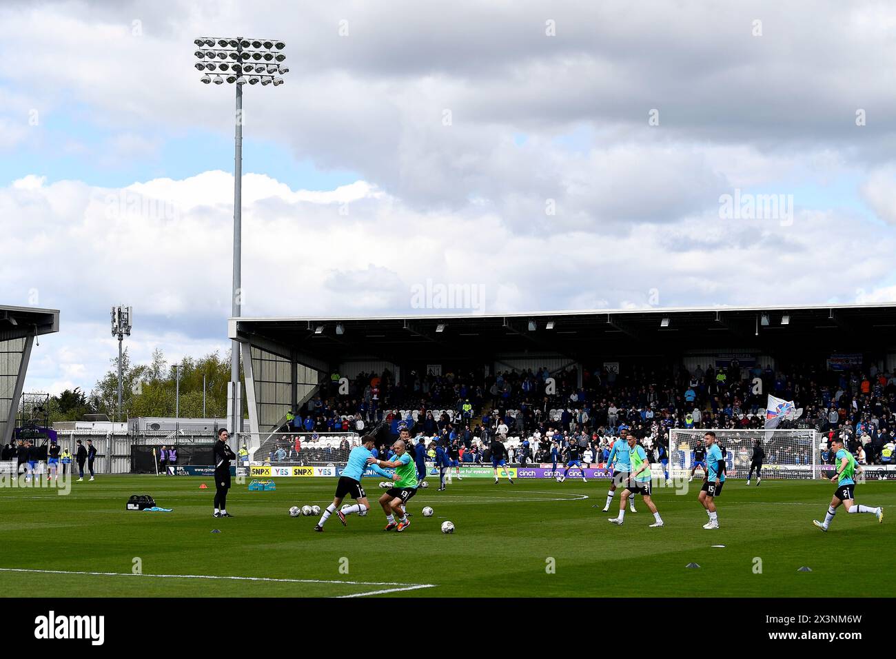 A general view of St Mirren players warming up ahead of the cinch ...
