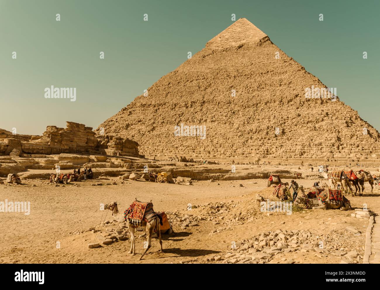 Giza Egypt January 2024: landscape on the pyramid plateau Stock Photo ...