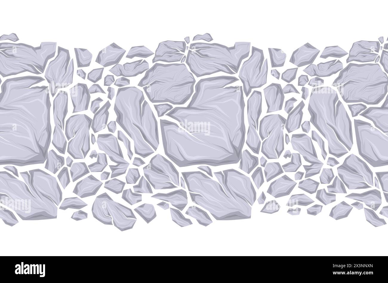 Horizontal vector seamless border with broken white stones isolated ...