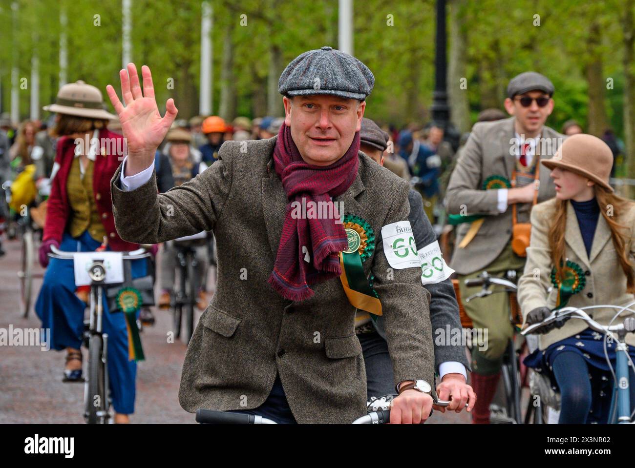 London, UK. The Tweed Run 2024. Annual cycle ride through central London featuring enthusiasts ...