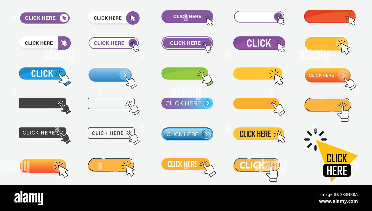 Click here banner icon in flat style. Ecommerce vector illustration on ...