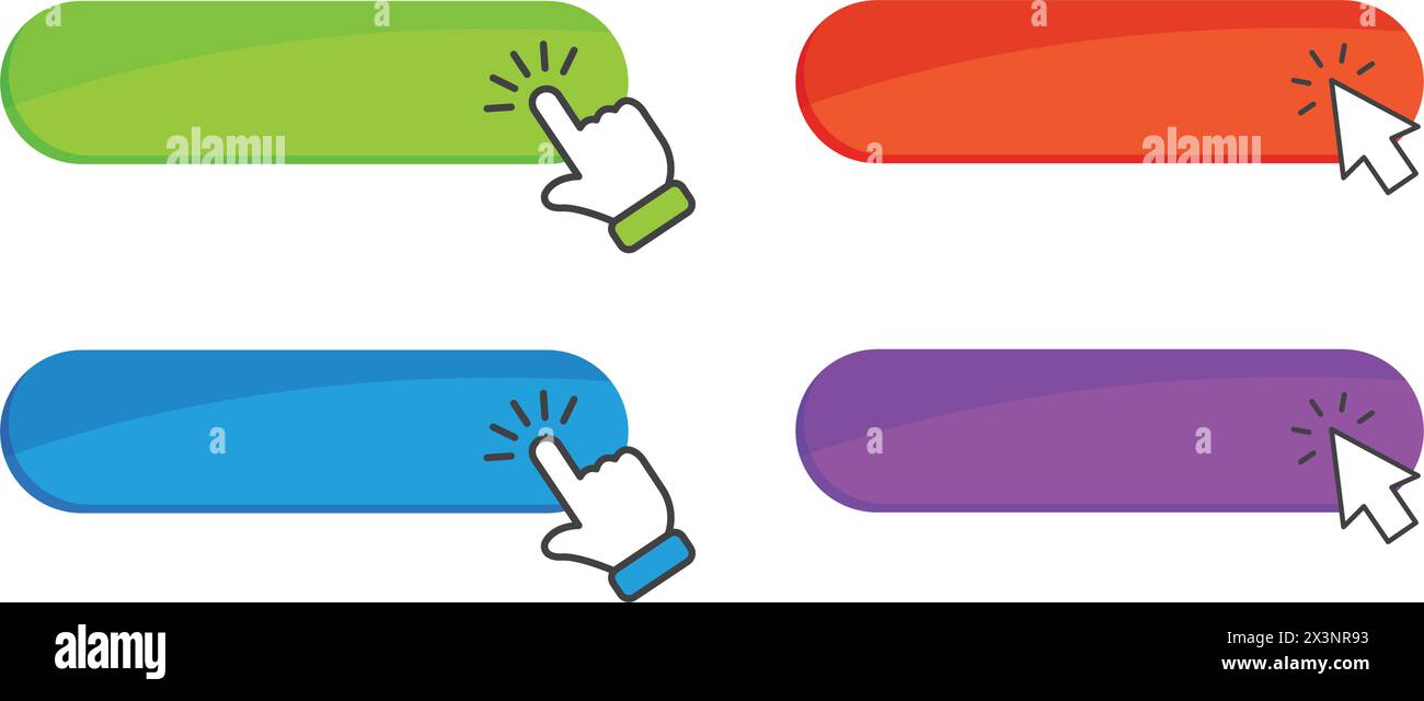 Click here banner icon in flat style. Ecommerce vector illustration on ...