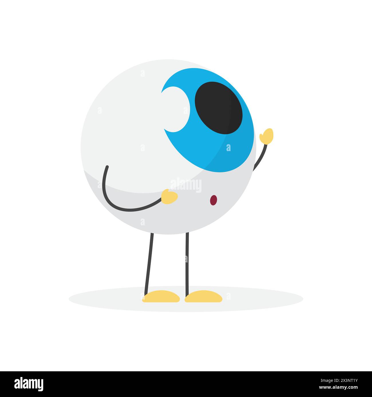 Worried funny eyeball character looking up with expression of surprise ...