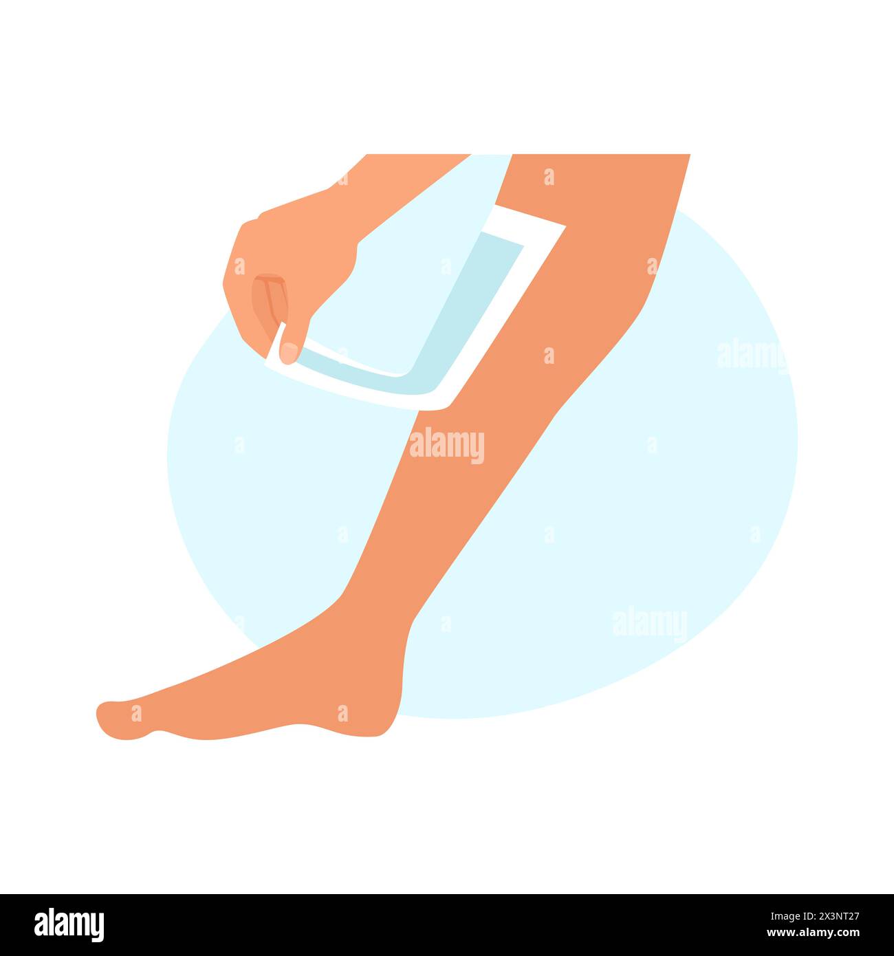 Hair removing from skin of leg, skin care procedure of man vector ...