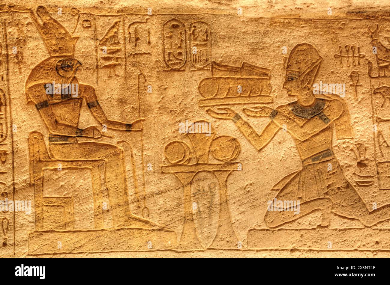 God Horus (L), Ramses II (R), Sunken Relief, Lateral Chamber, Ramses II ...