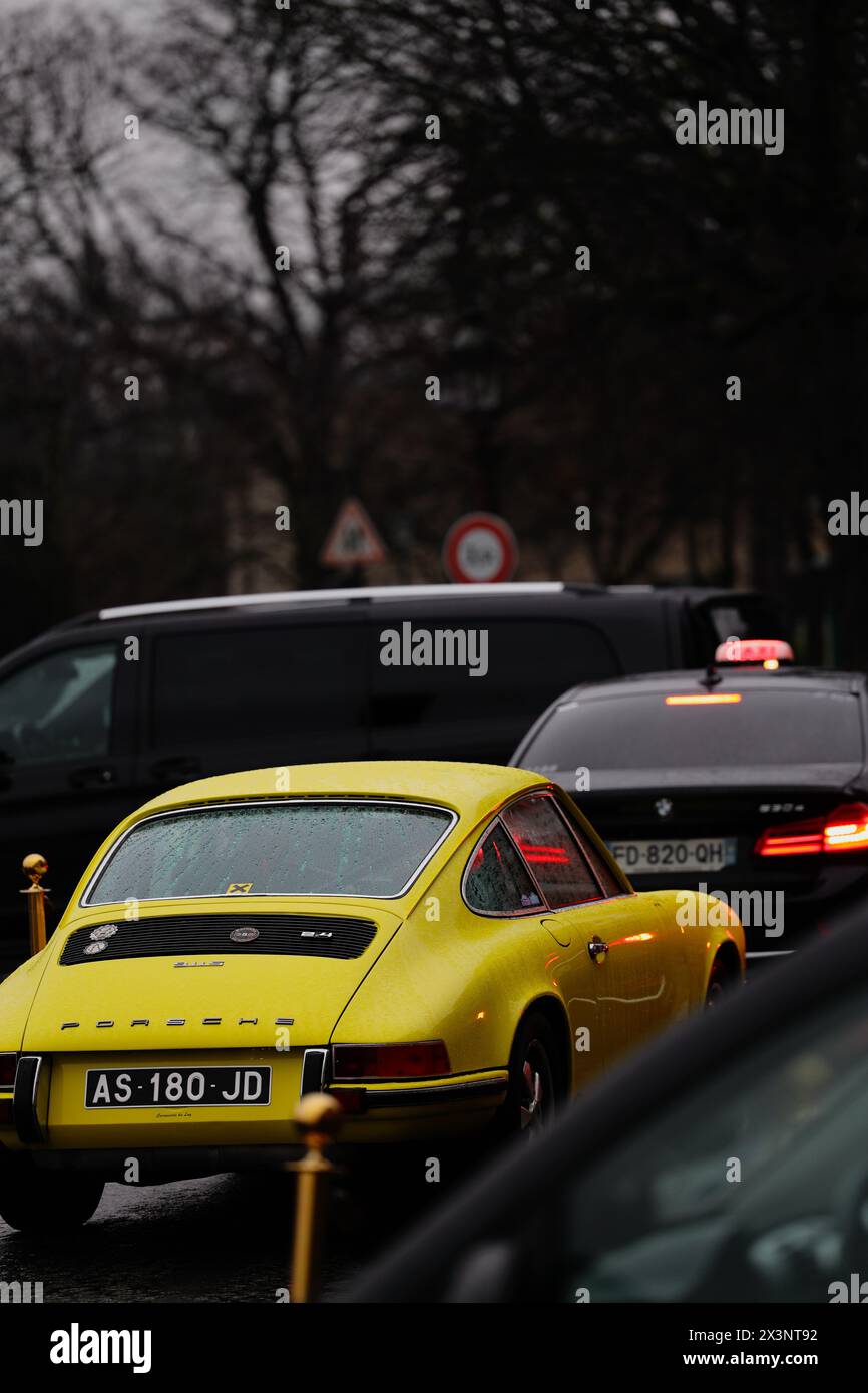 Yellow Porsche 911 type G spotted in the streets of Paris, France Stock ...