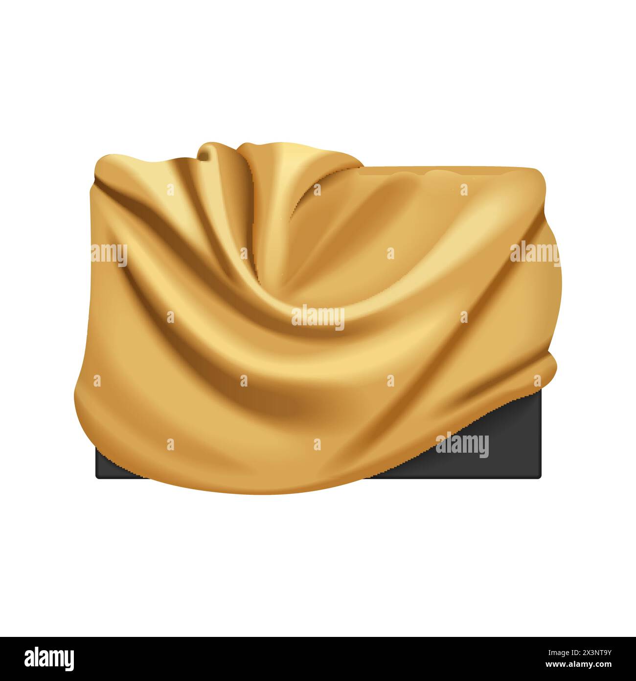 Gold cover of rectangular black object with drapery, 3D realistic ...