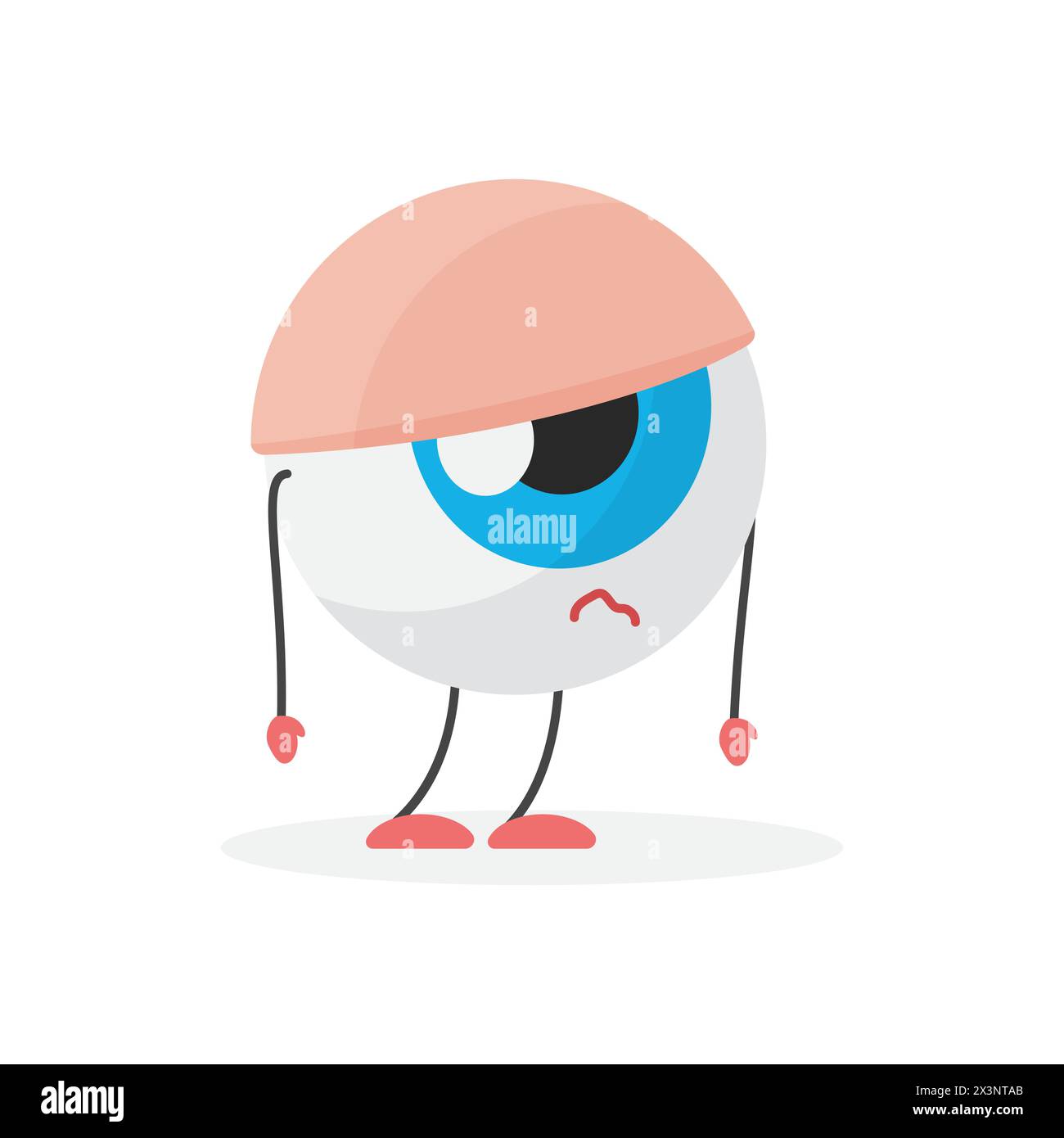 Tired funny eyeball character with medical eyesight problem vector ...