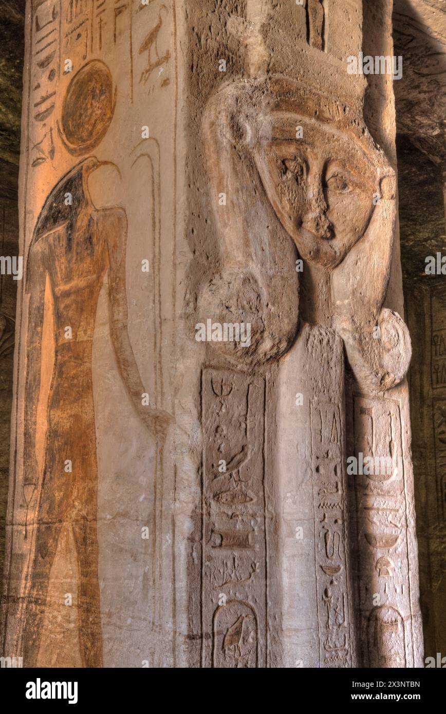 Square Pillar, Goddess Hathor Head, Temple of Hathor and Nefetari ...