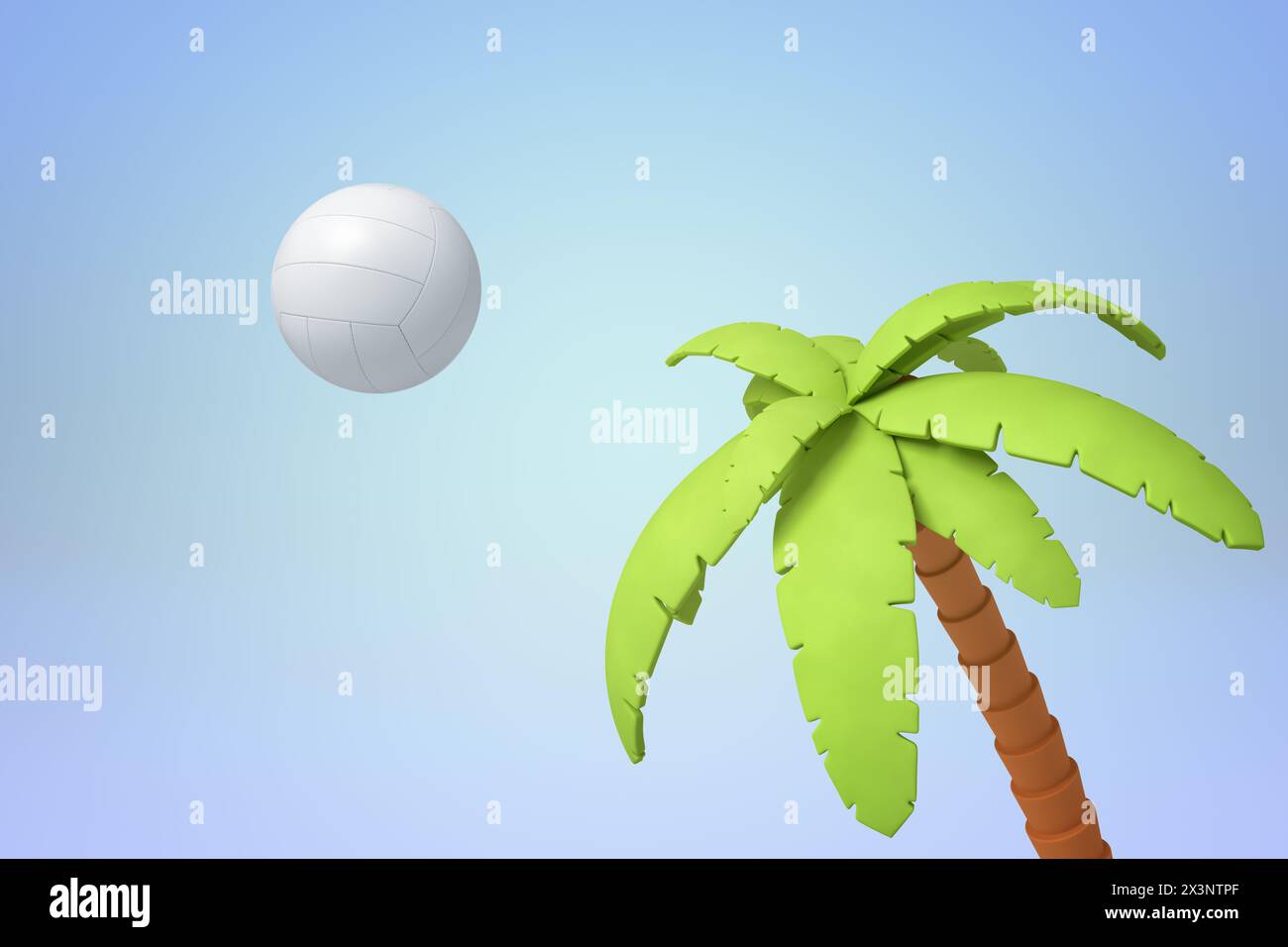 Volleyball soaring past a palm tree Stock Photo - Alamy