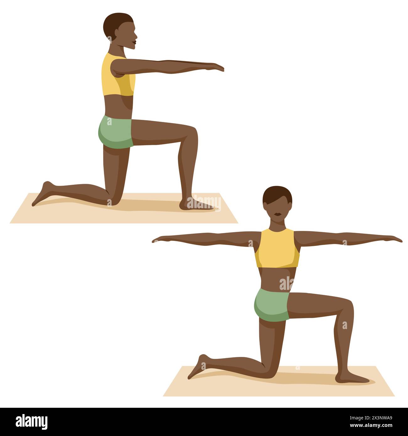 A girl performs an exercise to open her chest. This workout is useful ...