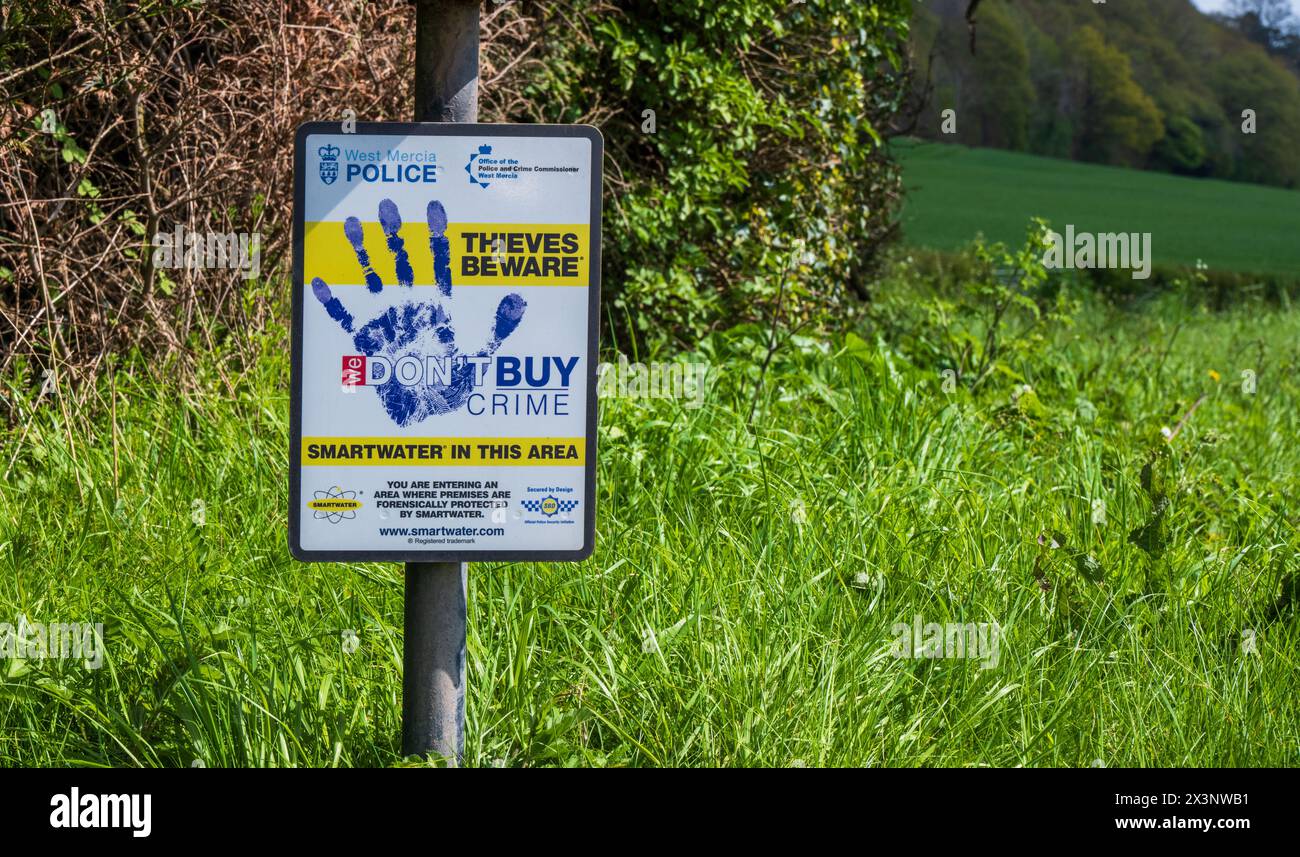 A countryside sign warning thieves of police action.Pembrokeshire Stock ...