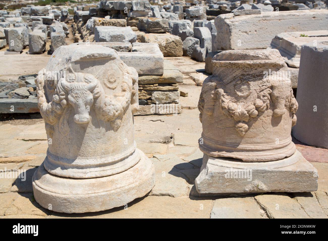 Bull Head Carvings on Sacred Way, Delos Island, UNESCO World Heritage ...