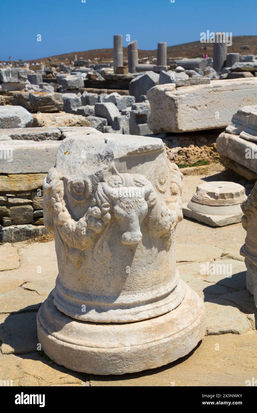 Bull Head Carvings on Sacred Way, Delos Island, UNESCO World Heritage ...