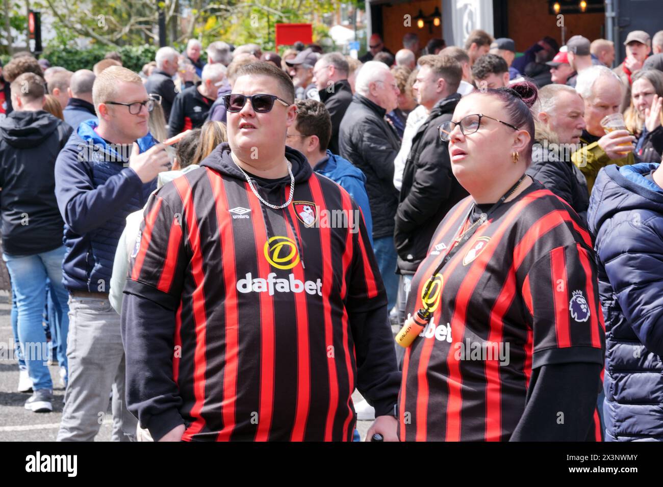 AFC Bournemouth fans in the fanzone ahead of the Premier League match ...
