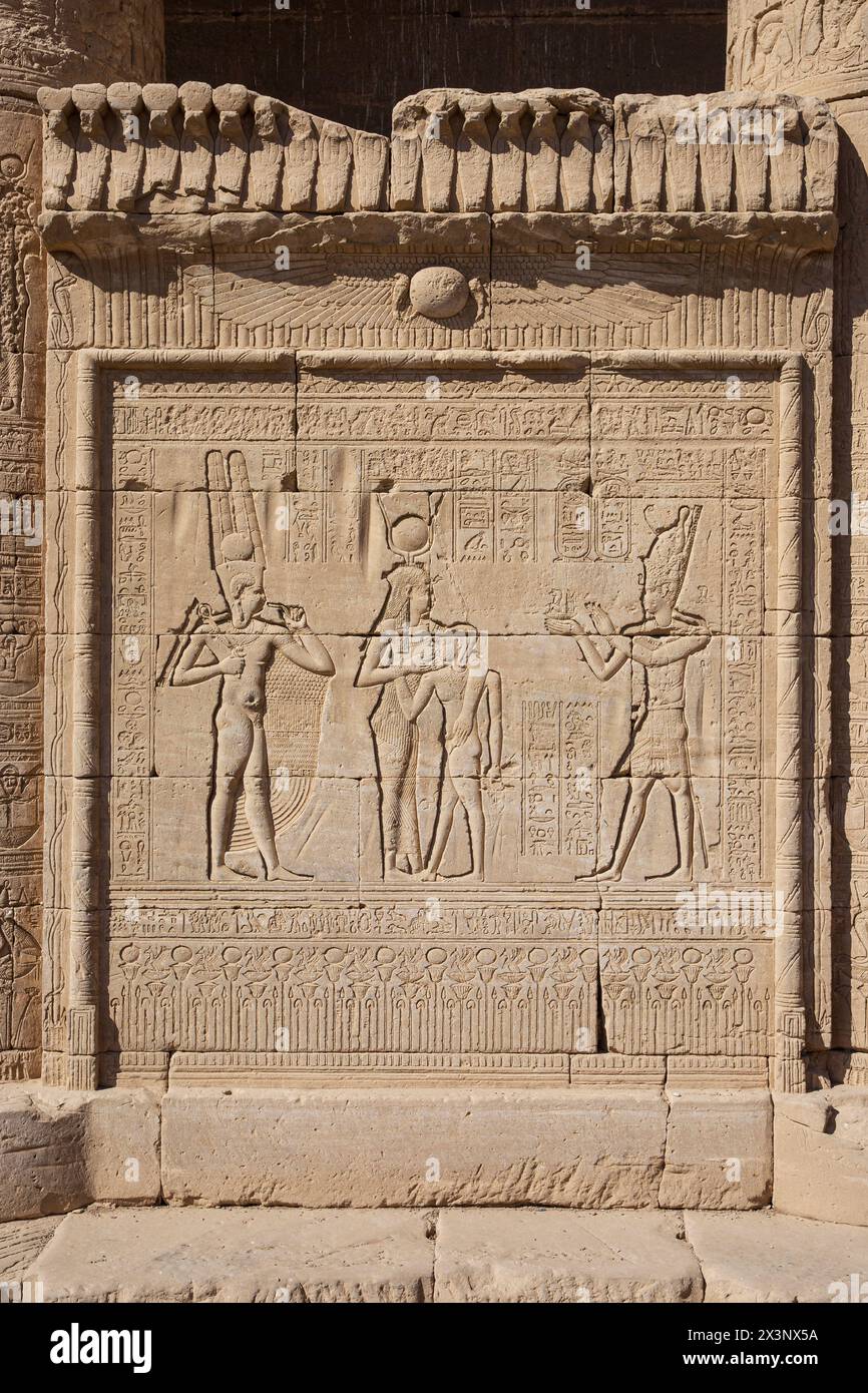 Roman emperor Trajan offering a clepsydra (water clock) to Hathor ...