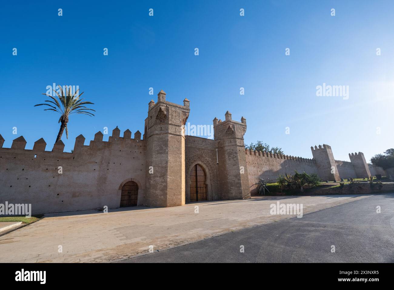 Entrance to the fortified medieval necropolis of Chellah, located in ...