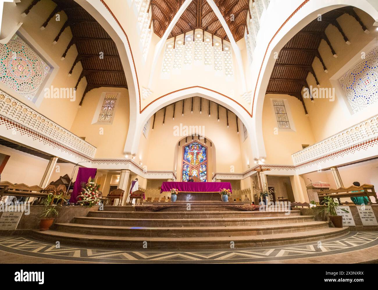 Panoramic view of the main altar in the interior of the Cathedral of ...