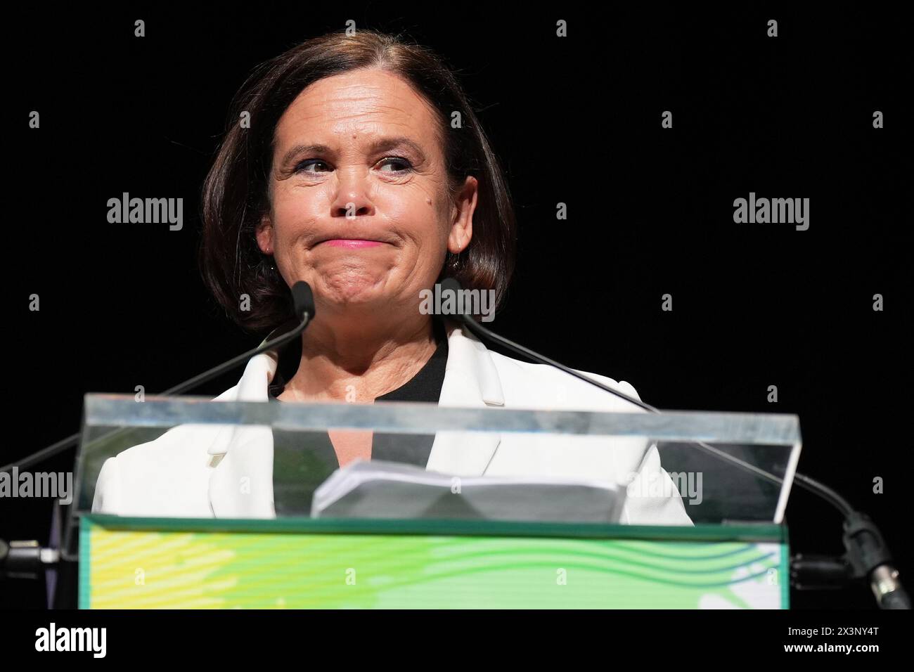 Sinn Fein leader Mary Lou McDonald speaks during the launch of the ...