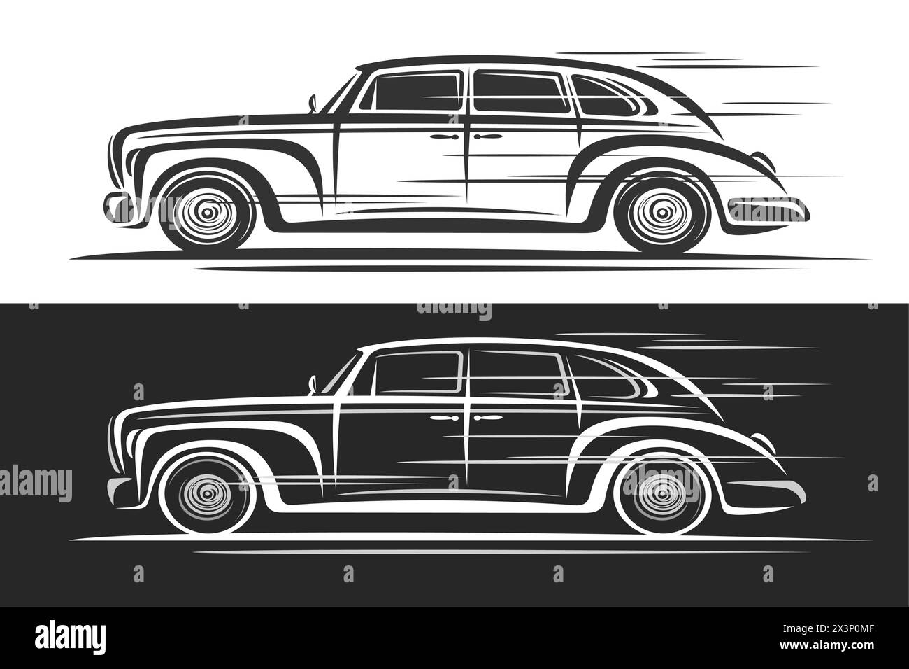 Vector logo for Retro Car, horizontal decorative banners with simple ...